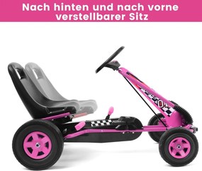 Costway Pedal Go-Kart Pedálové šlapací auto Dětské auto s pedálem Růžové, růžový