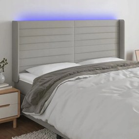 Čelo Postele S Led Textil Světle šedá 203 x 16 x 118/128 cm