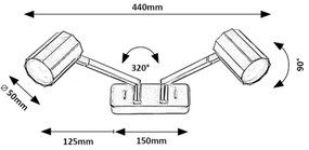 Rabalux 73028 - Nástěnné bodové svítidlo KARTER 2xGU10/5W/230V