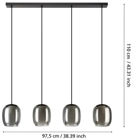 Eglo 901193 - Lustr na lanku CIAMPINO 4xE27/28W/230V šedá