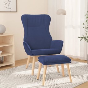 Relaxační křeslo s podnožkou modré textil 3097886