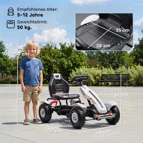 HOMCOM Pedálový Go-Kart pro děti od 5 let – dětské pedálové auto s nastavitelným sedadlem, gumovými pneumatikami a ruční brzdou pro chlapce a dívky, …
