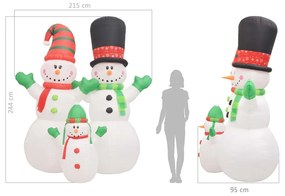 vidaXL Vánoční nafukovací rodina sněhuláků LED IP44 240 cm