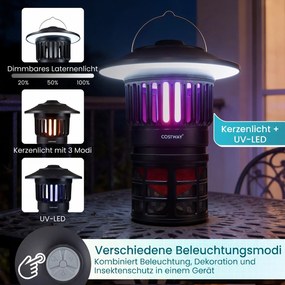 Costway Elektrický hubič hmyzu 2 v 1 Lampa proti komárům s LED světlem USB