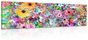 Obraz květiny v pestrobarevném provedení - 120x40 cm