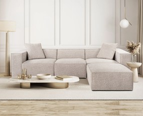 Hanah Home Čtyřmístná pohovka s pufem LORA mocha 303 cm