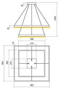 Redo 01-2920 závěsné LED svítidlo stmívatelné Febe matně zlaté, 100W, 4000K, 80cm