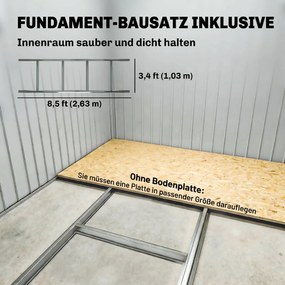 Outsunny kůlna na nářadí kovová kůlna s podezdívkou světle zelená 277 x 195 x 192 cm | Aosom