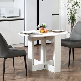 Skládací jídelní stůl HOMCOM s 2 sklápěcími křídly, skládací stůl pro 2-4 osoby 104x76x73,7 cm Bílý