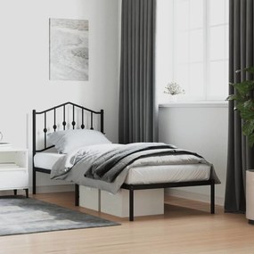 vidaXL Kovový rám postele s čelem 90 x 190 cm [373830] Barva: Černá