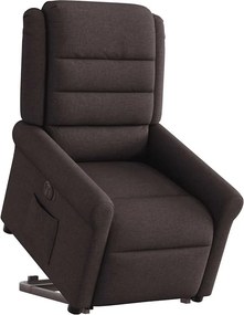 Elektrické zvedací polohovací křeslo tmavě hnědé textil 3303339