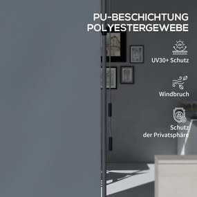 Outsunny vertikální balkonová roleta 150 x 220-310 cm s klikou, balkonová zástěna z polyesteru odolná proti povětrnostním vlivům v tmavě šedé barvě p…