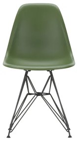 Eames Plastic Chair DSR černě lakovaná lesní zelená bílé na tvrdou podlahu Vitra