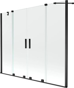 Mexen Velar Duo paravan vanová 2-křídlový posuvný 170 x 150 cm, transparentní, černý - 896-170-000-02-70