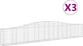 Klenuté gabionové koše 3 ks 400x30x60/80 cm pozinkované železo 3145801