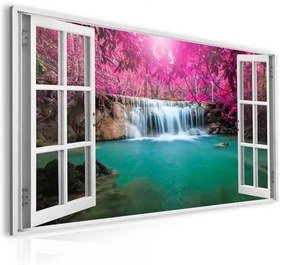 Malvis ® Obraz okno vodopád v Thajsku Velikost (šířka x výška): 120x80 cm
