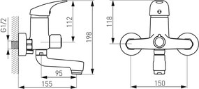 Ferro One - Nástěnná vanová baterie, chrom, BFO1A