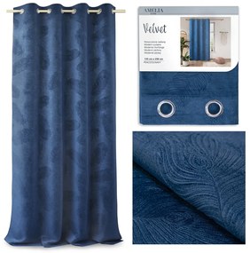 Závěs Amelia Home Velvet Peacock modrý