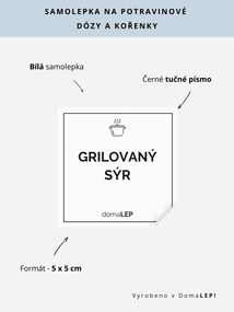 Samolepka na kořenky GRILOVANÝ SÝR bílá 5 × 5 cm tučné písmo