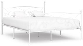 Rám postele s laťkovým roštem bílý kov 200 x 200 cm