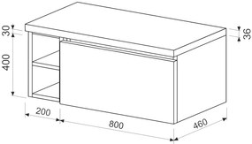 Intedoor OPERA PLUS skříňka pod umyvadlo na desku 100 cm OPP2 100L 1Z/Z 1OPP2 OPP2 100L 1Z/Z 1OPP2