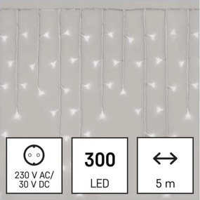 LED Vánoční venkovní řetěz 300xLED/8 módů 10m IP44 studená bílá+dálkové ovládání