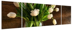 Obraz tulipánů ve váze (170x50 cm)