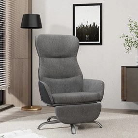 Relaxační Křeslo S Podnožkou Tmavě Šedé Textil - bez opěrky na nohy