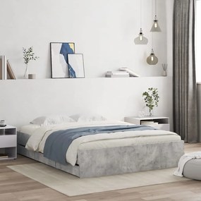 Rám postele se zásuvkami betonově šedý 140 x 190 cm kompozit,  3207304