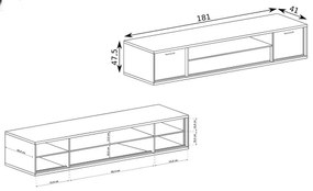 Televizní stolek PILETAS M-13 dub hickory