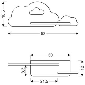 LED Dětské nástěnné svítidlo s poličkou CLOUD LED/5W/230V modrá
