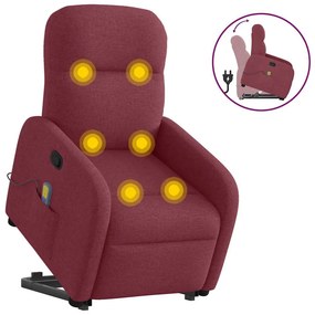 Zvedací masážní polohovací křeslo vínové textil 3302985