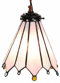 Závěsná lampa Tiffany Flowerbell pink – 18x15x115 cm