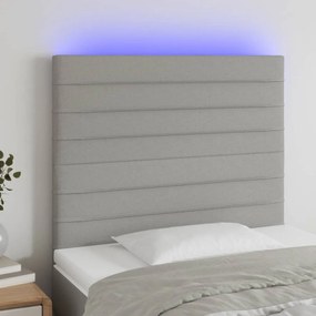 Čelo postele s LED světle šedé 100x5x118/128 cm textil 3122554