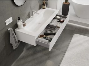 Mexen Rivel, koupelnová skříňka 120 cm s umyvadlem Vela, 1 zásuvka, drážkovaná, bílá matná, 91A20-12023-1-BF01-W23M01