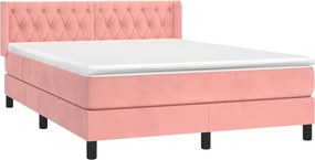 Box spring postel s matrací růžová 140x200 cm samet 3131146