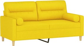 2místná pohovka s polštáři světle žlutá 140 cm textil 3200826