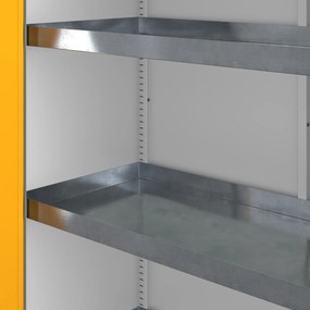 Skříň na chemikálie s ventilací a odkapávacími vaničkami, šedo-žlutá, 900x1850x400 mm: MARIA