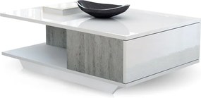 Meblovo Konferenční stolek Orion, bílá vysoký lesk/beton