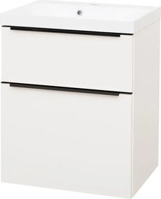Mereo Mereo, Mailo, koupelnová skříňka s umyvadlem z litého mramoru 61 cm, bílá, dub, antracit, CN540MB