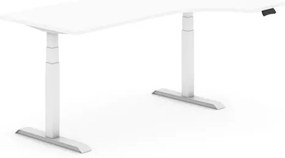 Výškově nastavitelný stůl, elektrický, 625-1275 mm, ergonomický pravý, deska 1800x1200 mm, bílá, bílá podnož