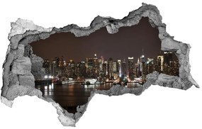 Wallmuralia Fototapeta díra na zeď 3D New York noc 95x73 cm