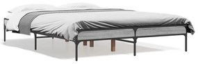 Rám postele šedý sonoma 120 x 190 cm kompozitní dřevo a kov