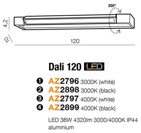 AZzardo Nástěnné LED svítidlo DALI 120, d. 120 cm Barva: Bílá, 4000K