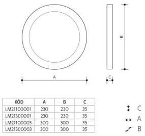 LED svítidlo LEDMED Mounted 18W teplá bílá 3000K LM21100001