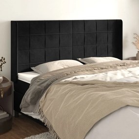Čelo postele typu ušák černé 203x16x118/128 cm samet 3119648