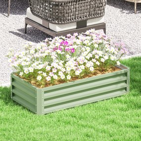 Outsunny Zvedený Záhon z Oceli, Zahradní Rámeček s Otevřeným Dnem pro Pěstování Zeleniny 120x60x30,5 cm na Balkon, Terasu, Květináč pro Květiny, Rost…