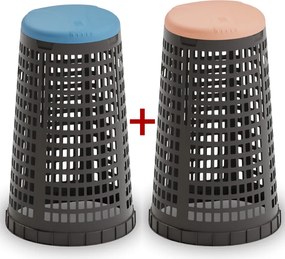 Plastový odpadkový koš na 120 l pytle 1+1 ZDARMA černý, modrá + červená