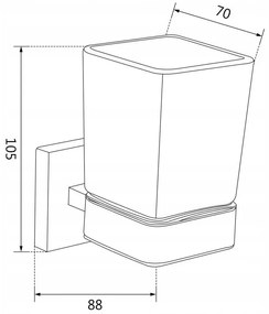 Závěsný hranatý držák kartáčků MAXMAX MEXEN VOX - kov/sklo - černý matný, 707038-70