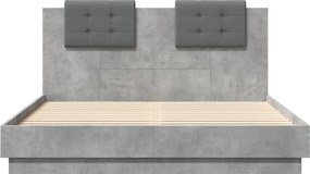 Rám postele s čelem a LED osvětlením betonově šedý 150x200 cm 3210006
